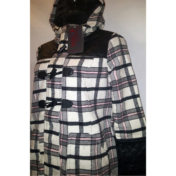 Yoki | Jackets & Coats | Yoki Black Pink Plaid Toggle Coat | Poshmark